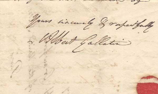 Autographs Letter Signed Albert Gallatin | Raab Collection