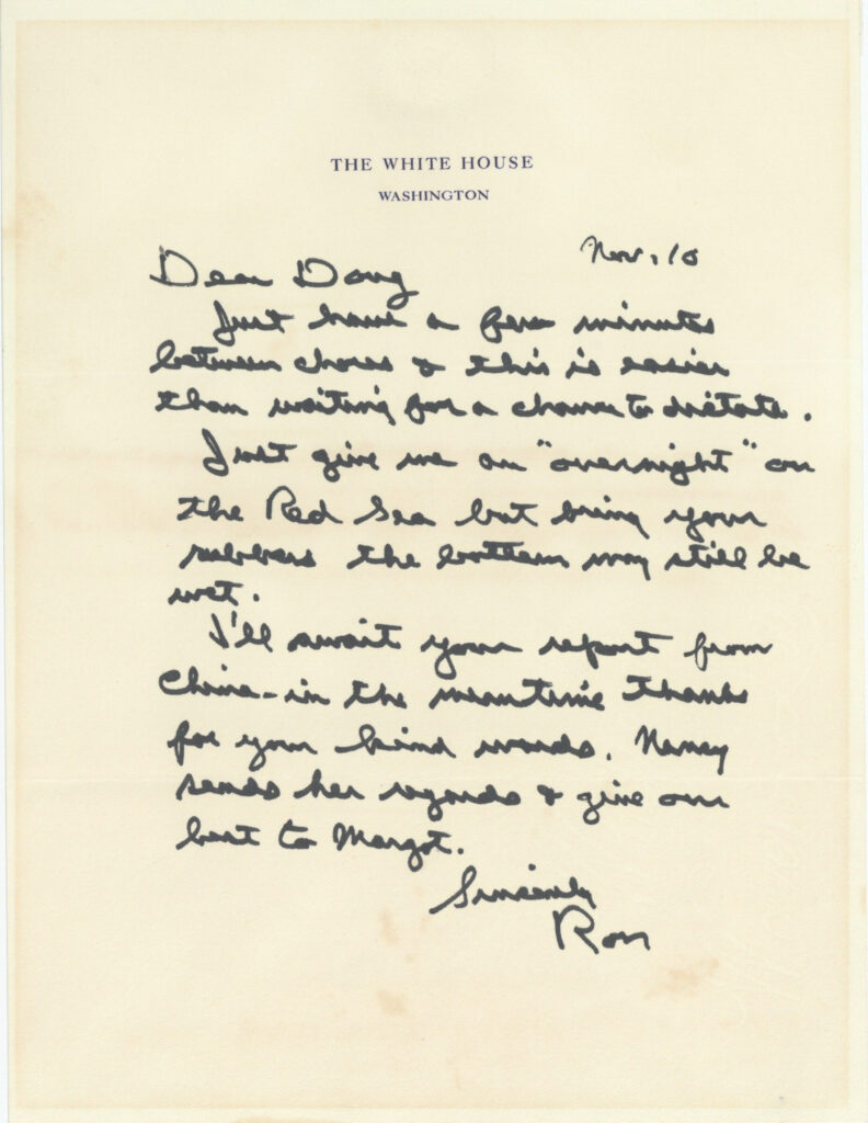 Ronald Reagan Signed Letter Moses Parting of the Red Sea | Raab