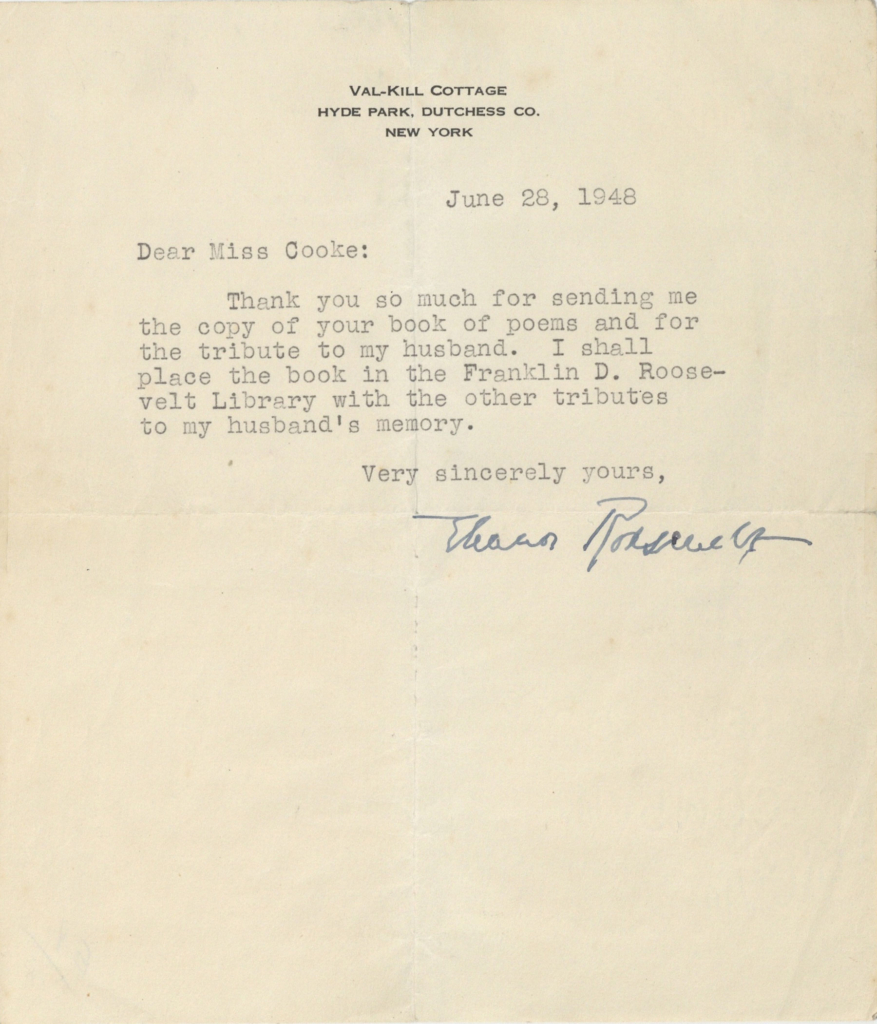 Eleanor Roosevelt Signed Letter Her Husband’s Memory | Raab