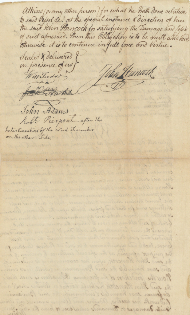 John Hancock John Adams Signed Document Mercantile | Raab