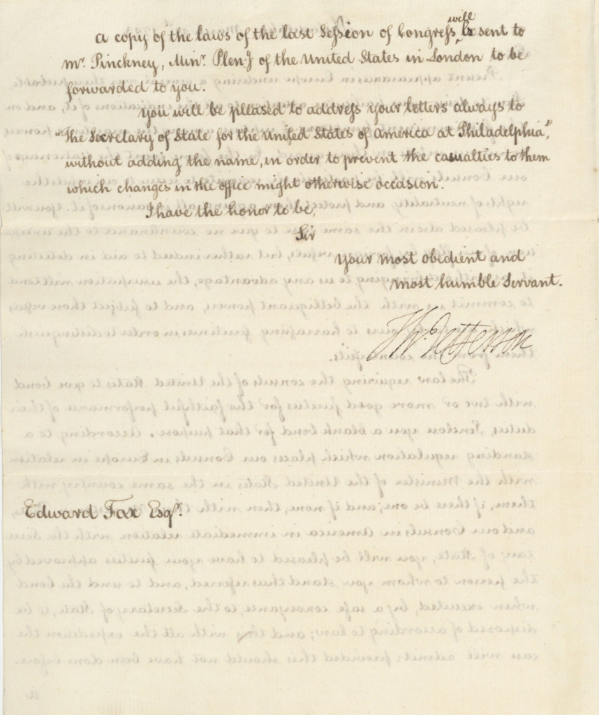 Thomas Jefferson Signed Letter Neutrality Instructions | Raab