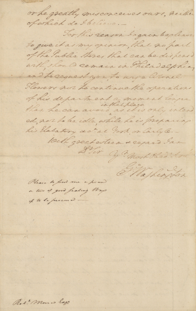 George Washington Signed Letter Robert Morris Revolution | Raab